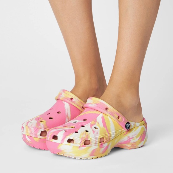 CROCS | Shoes | Crocs Marble Platform Clog Pink Lemonademulti Firm Price | Poshmark